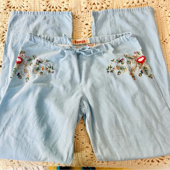 BONGO | Pants & Jumpsuits | Y2k Bongo Linen Drawstring Pants Blue ...